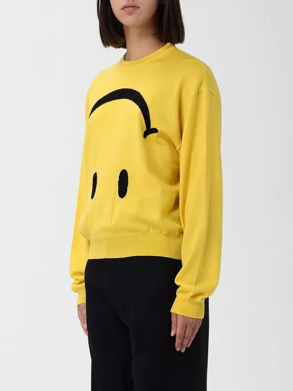 Moschino Graphic Print Crewneck Sweater In 100% Virgin Wool