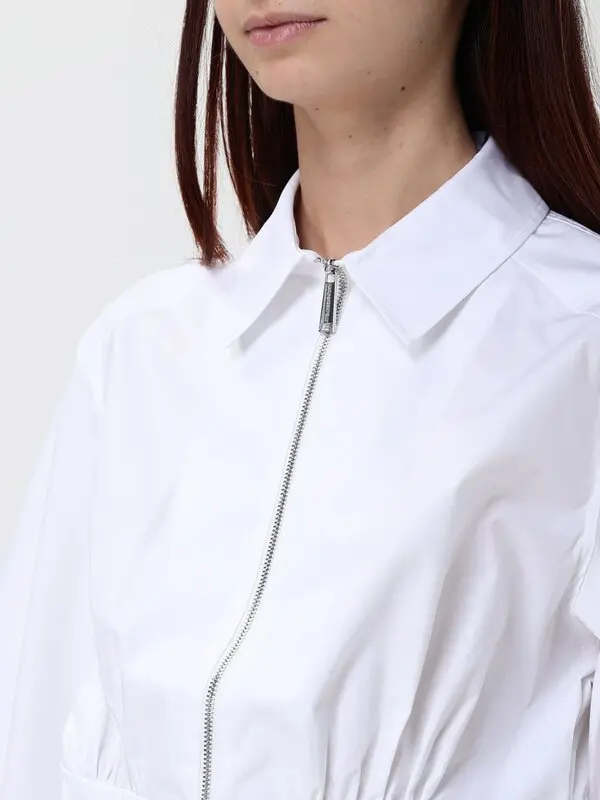 Karl Lagerfeld Slim Fit Bustier Shirt In Organic Cotton With Zip Closure