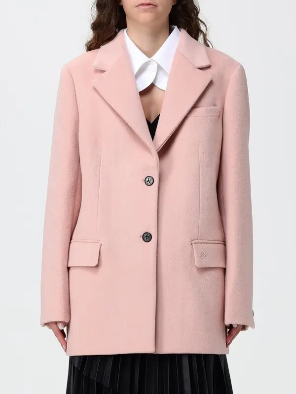 Karl Lagerfeld Single-breasted Knee-length Coat In Wool Blend With Lapels