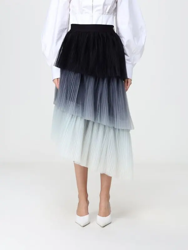 Karl Lagerfeld High-waisted Pleated Crêpe Midi Skirt With Abstract Print