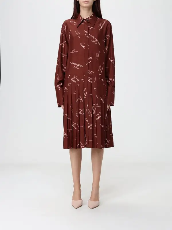 Paul Smith Silk Blend Mini Shirt Dress With Slogan Print And Pleated Skirt