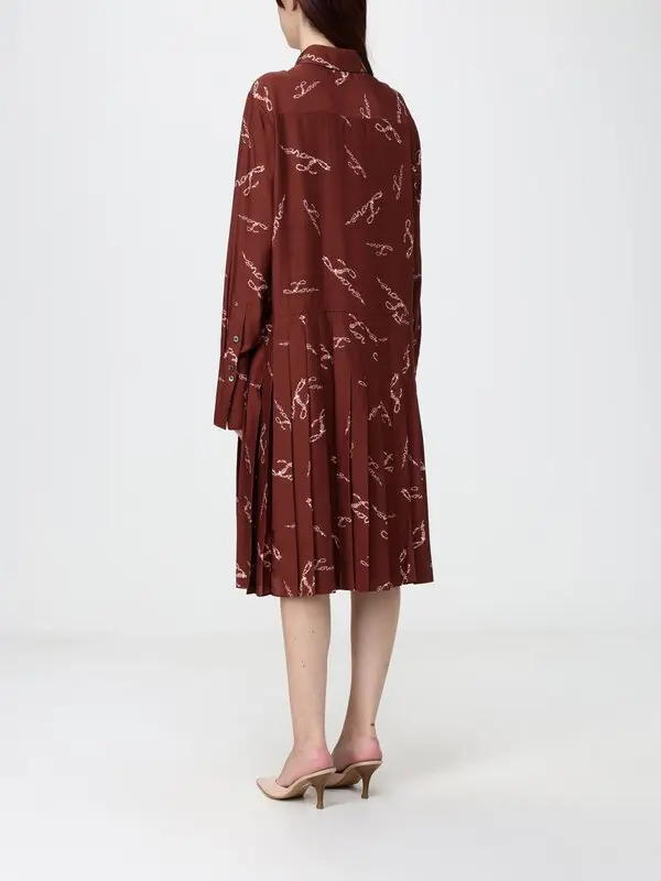 Paul Smith Silk Blend Mini Shirt Dress With Slogan Print And Pleated Skirt