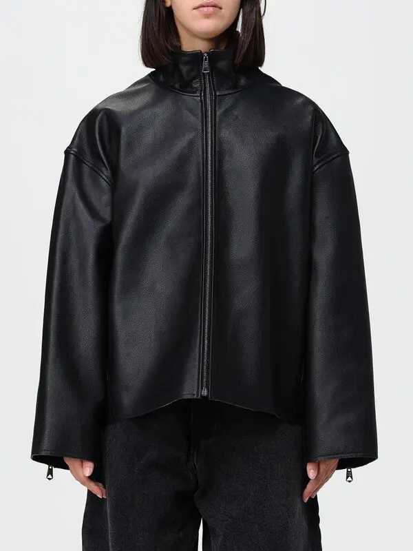 Paul Smith Cropped Lambskin Leather Jacket With Oversized Fit And High Neck