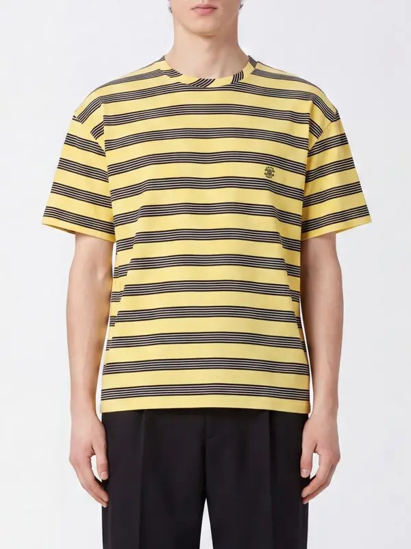 Celine Striped Cotton T-shirt With Contrasting Logo And Dropped Shoulders