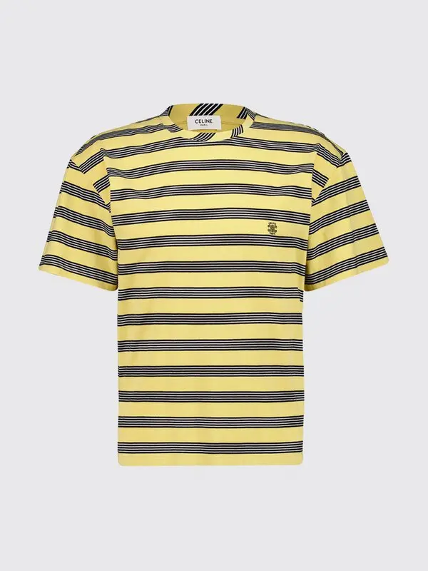 Celine Striped Cotton T-shirt With Contrasting Logo And Dropped Shoulders