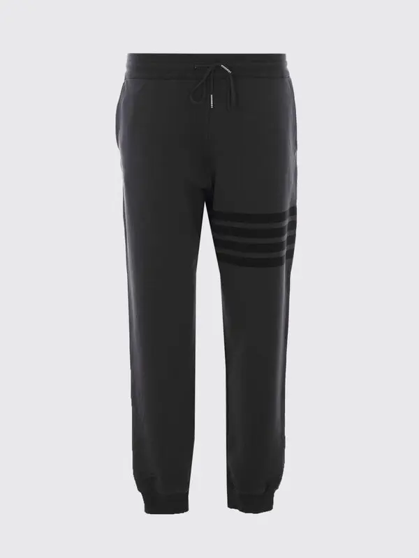 Thom Browne Slim Fit Cotton Jogging Pants With 4-bar Detail - Black