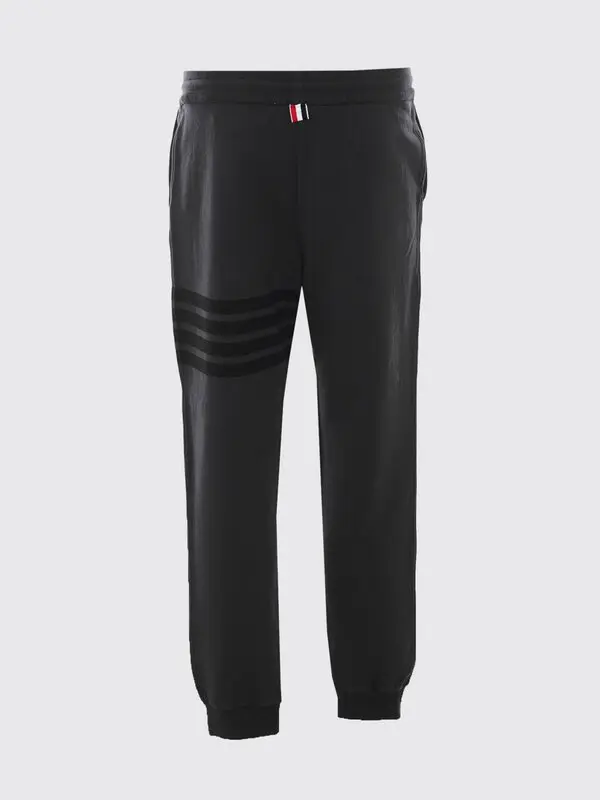 Thom Browne Slim Fit Cotton Jogging Pants With 4-bar Detail - Black
