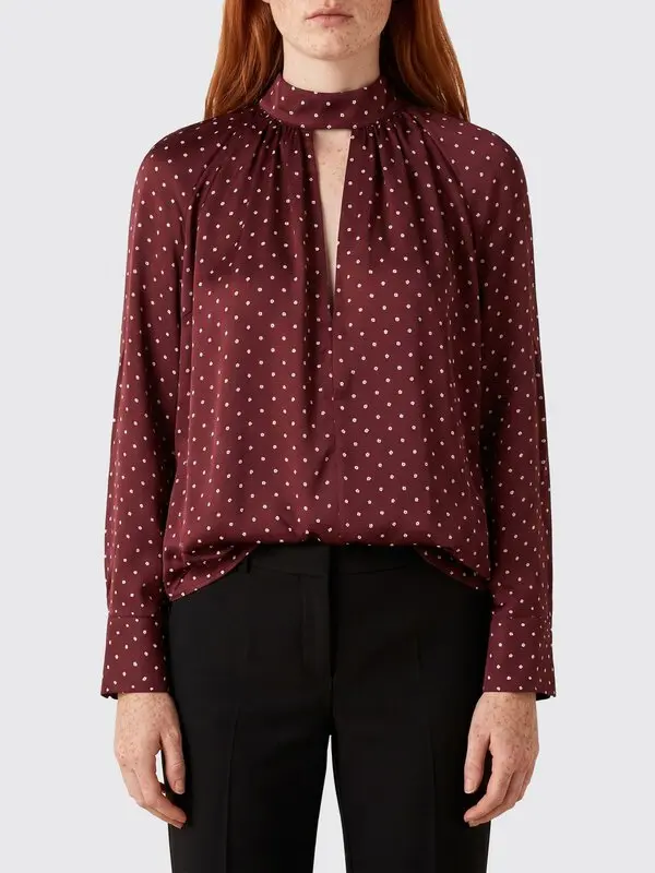 ROTATE BY BIRGER CHRISTENSEN Polka-dot Recycled Crêpe Blouse With High V-neck