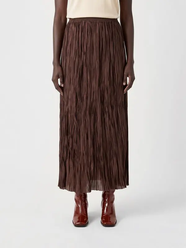 ROBERTO COLLINA High-waisted Pleated Crêpe Midi Skirt - Dark
