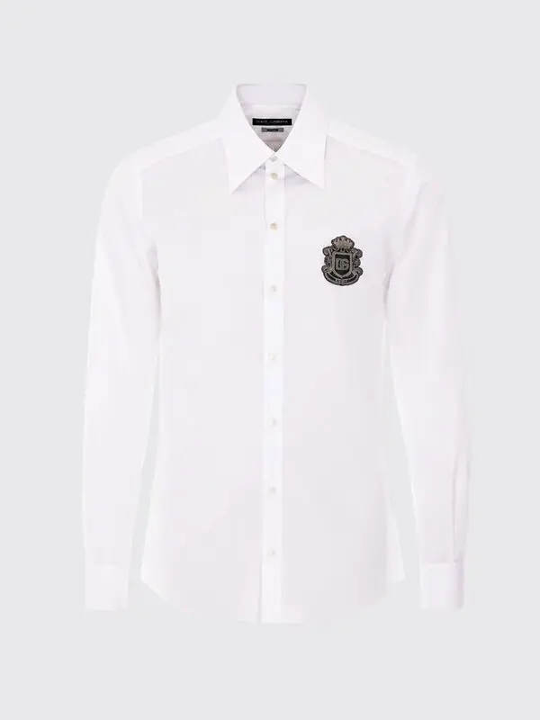 Dolce & Gabbana Cotton Shirt With French Collar And Embroidered Logo