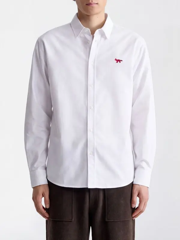 Maison Kitsuné Cotton Shirt With French Collar And Embroidered Logo