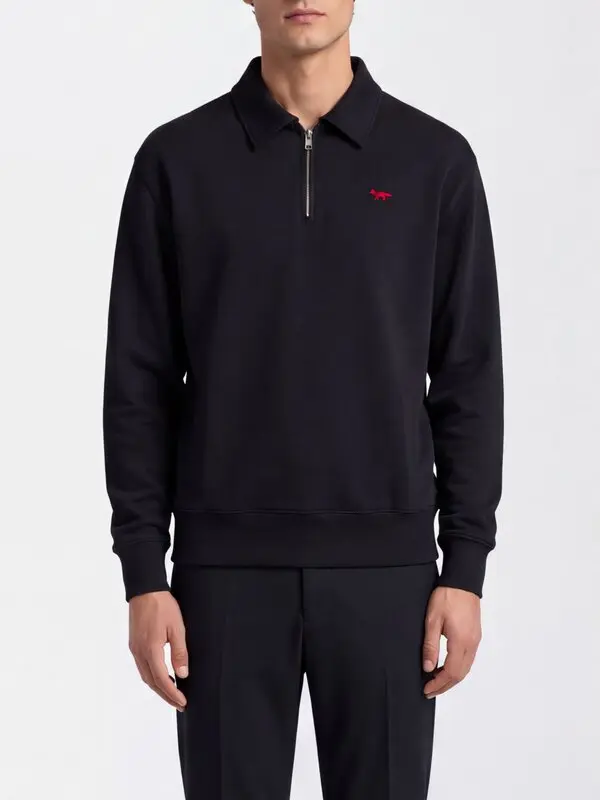 Maison Kitsuné Long-sleeve Cotton Polo With Zip Closure