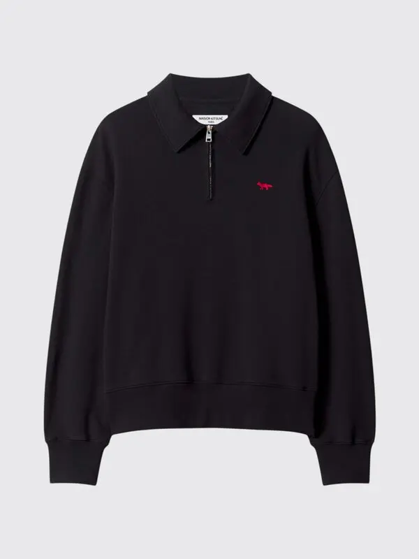 Maison Kitsuné Long-sleeve Cotton Polo With Zip Closure