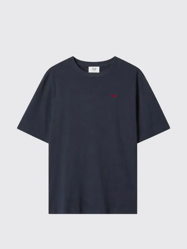 Maison Kitsuné Crewneck Cotton T-shirt With Contrast Chest Logo