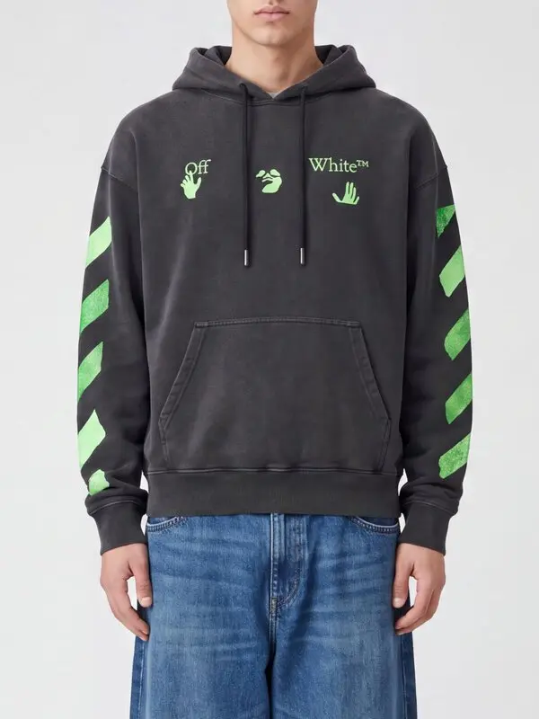 Off-White Relaxed Fit Cotton Hoodie With Arrow Print