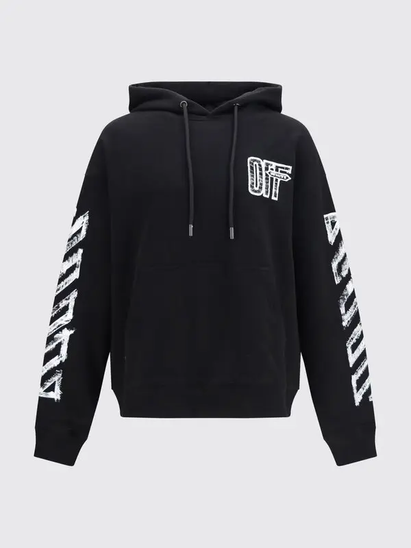 Off-White Relaxed Fit Cotton Hoodie With Monogram Arrow Print