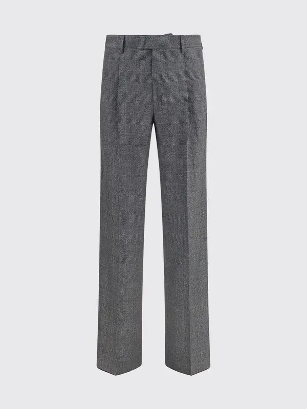 LARDINI Prince Of Wales Pleated Sartorial Trousers In Cotton Blend