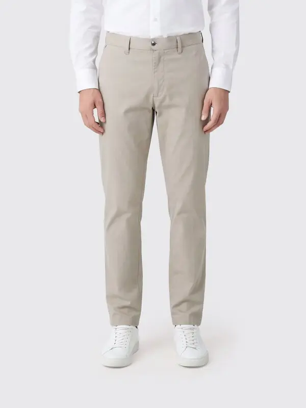 SLOWEAR Slim Fit Stretch Cotton Chino Trousers With Slash Pockets