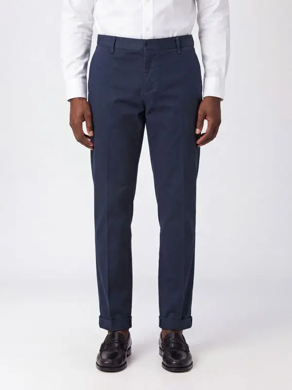 DONDUP Slim Fit Cuffed Stretch Cotton Chino Trousers