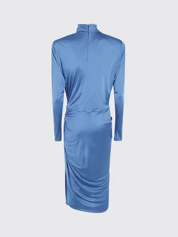 Balmain Asymmetric Draped High-neck Midi Dress In Jersey
