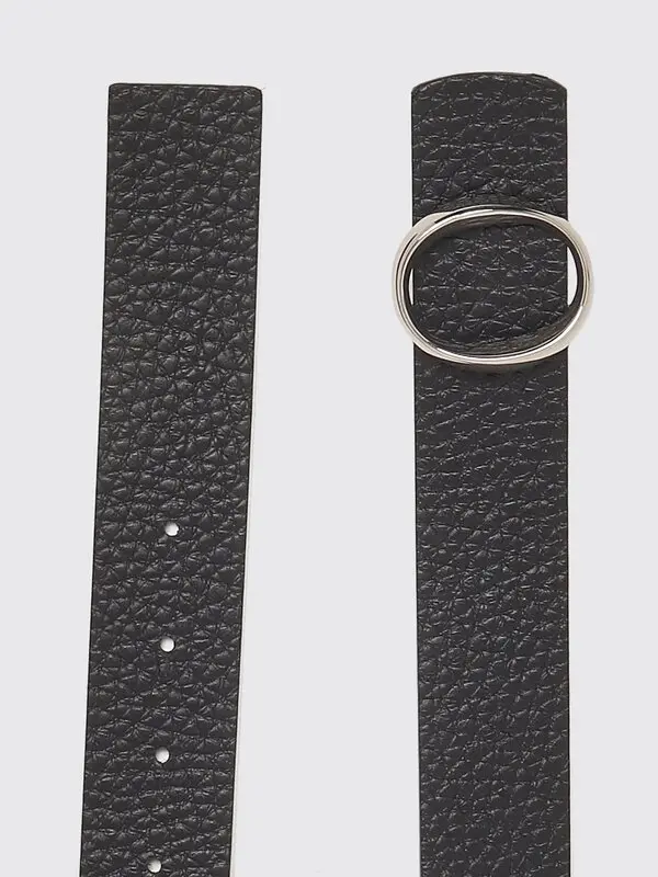 Orciani Adjustable Hammered Leather Belt With Interlocking Buckle