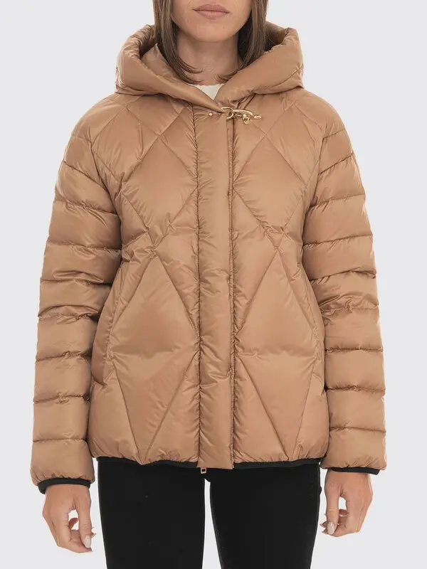 FAY Quilted Nylon Puffer Jacket With Hood And Iconic Toggles - Camel
