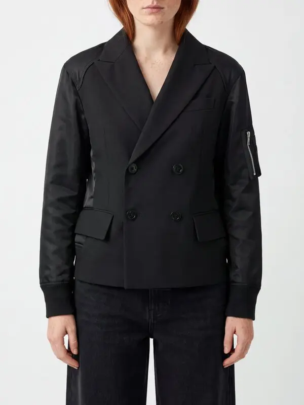 SACAI X CARHARTT WIP Double-breasted Short Blazer In Wool And Nylon With Lapels