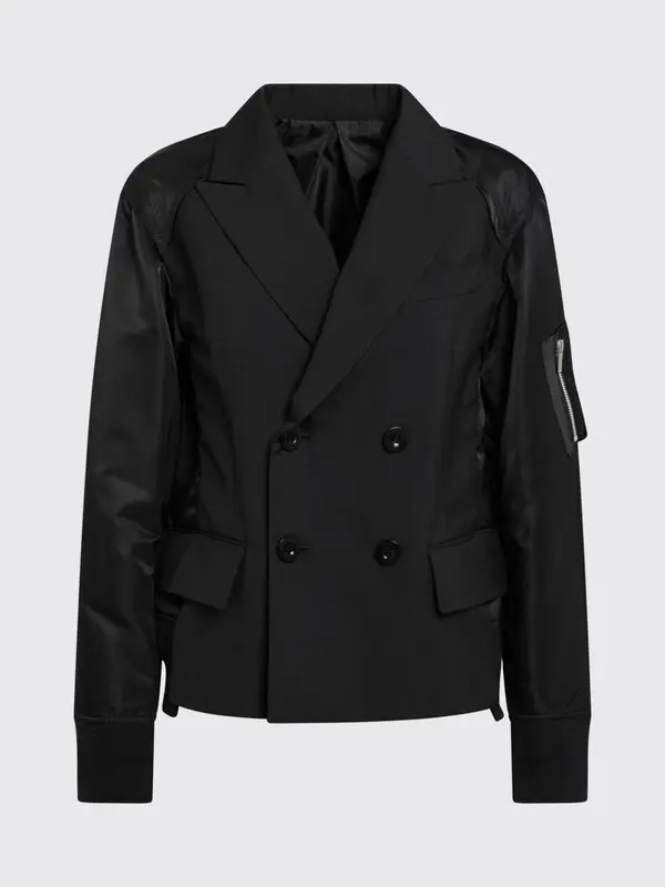 SACAI X CARHARTT WIP Double-breasted Short Blazer In Wool And Nylon With Lapels