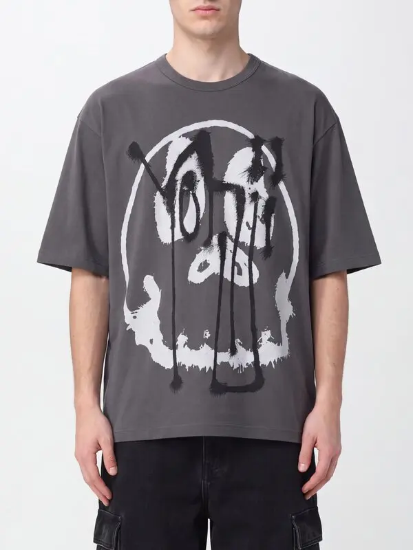 Y3 Cotton T-shirt With Graffiti Logo Print And Dropped Shoulders