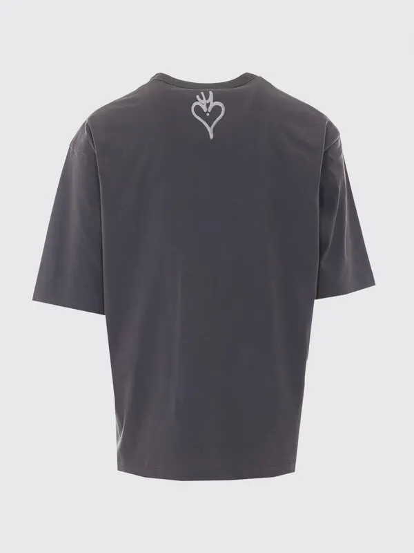 Y3 Cotton T-shirt With Graffiti Logo Print And Dropped Shoulders