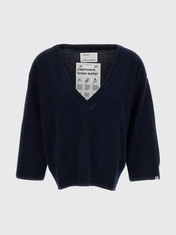 Extreme Cashmere 100% Cashmere V-neck Long-sleeved Sweater - Blue