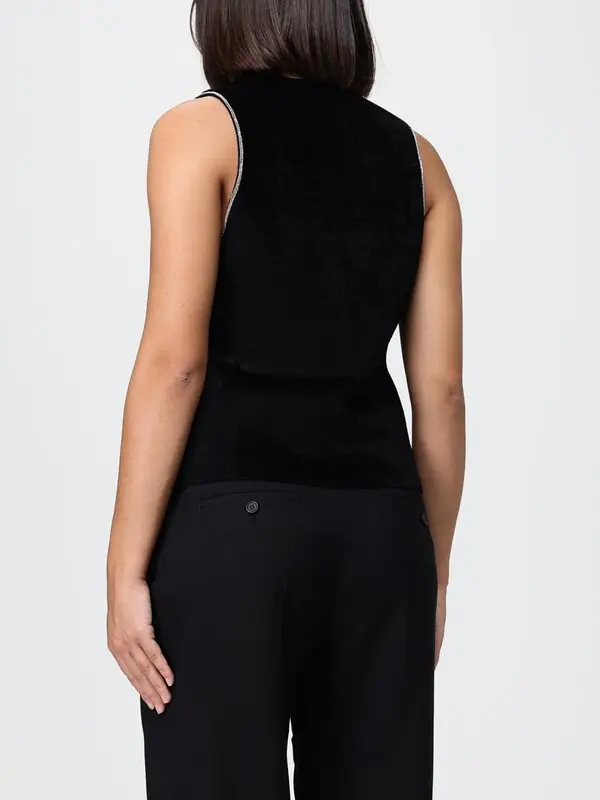 Giorgio Armani Double-breasted Tailored Vest In Velvet With Crystal Appliqués