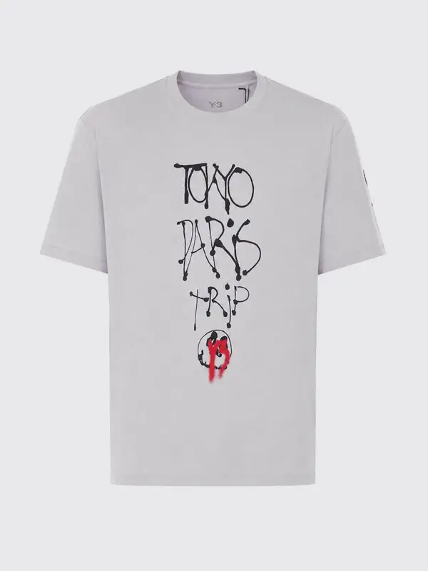 Y3 Cotton T-shirt With Contrast Logo And Slogan Print