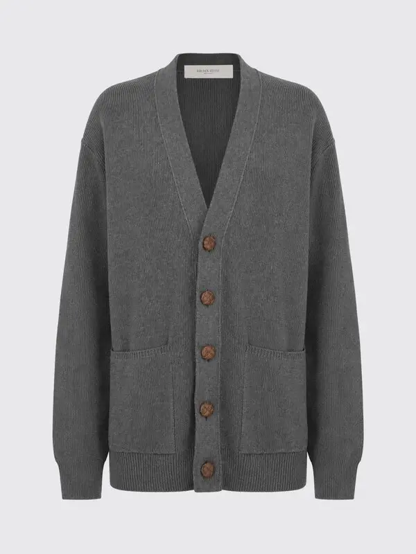 GOLDEN GOOSE Cotton V-neck Cardigan With Back Logo