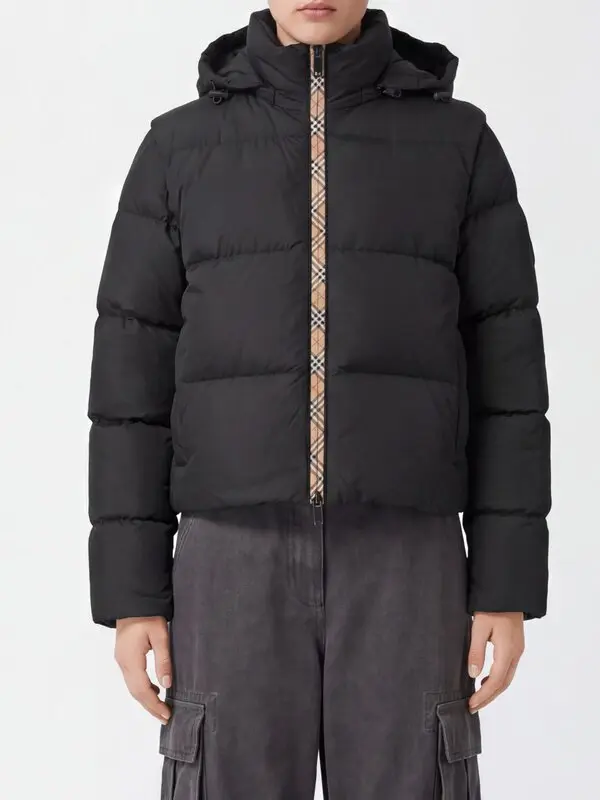 Burberry Quilted Nylon Short Puffer Jacket With Detachable Hood