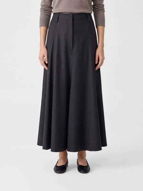 Brunello Cucinelli Virgin Wool A-line Midi Skirt