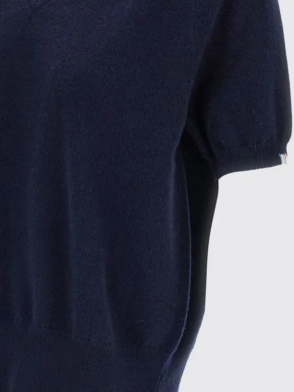 Extreme Cashmere V-neck Cashmere-blend Short-sleeved Sweater - Blue