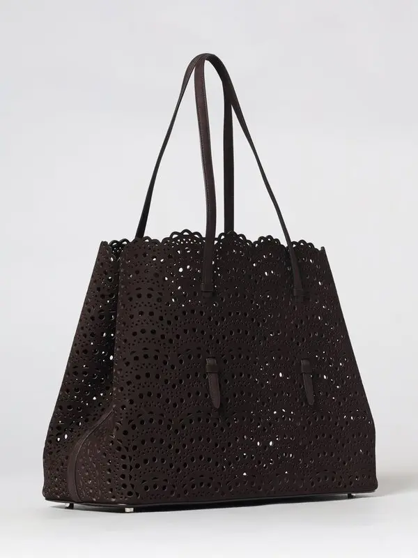 Alaïa Mina Shoulder Bag In Perforated Nubuck With Inner Pouch