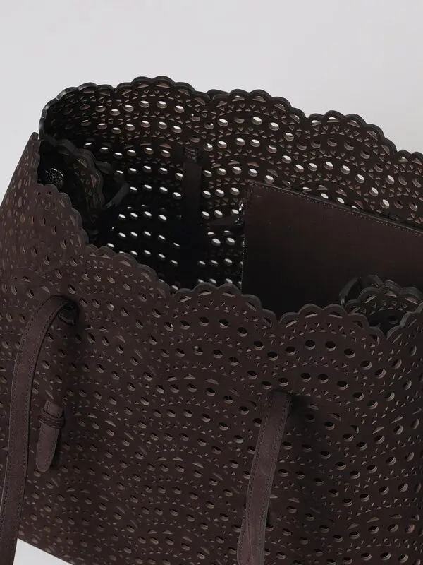 Alaïa Mina Shoulder Bag In Perforated Nubuck With Inner Pouch