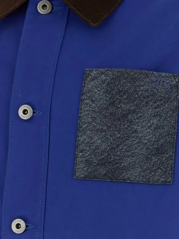 Loewe Workwear Cotton Jacket With Velvet Contrast Collar - Blue
