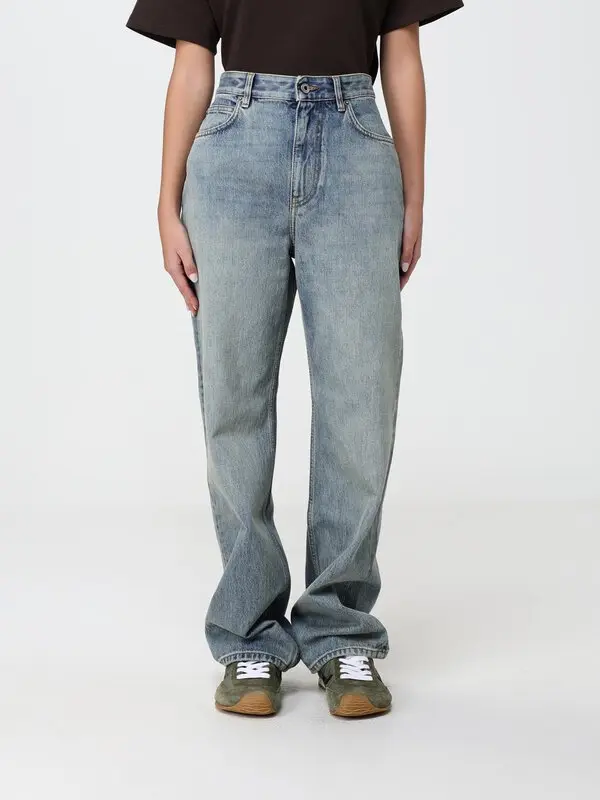 Loewe High-waisted Wide-leg Jeans In Cotton Denim With Monogram