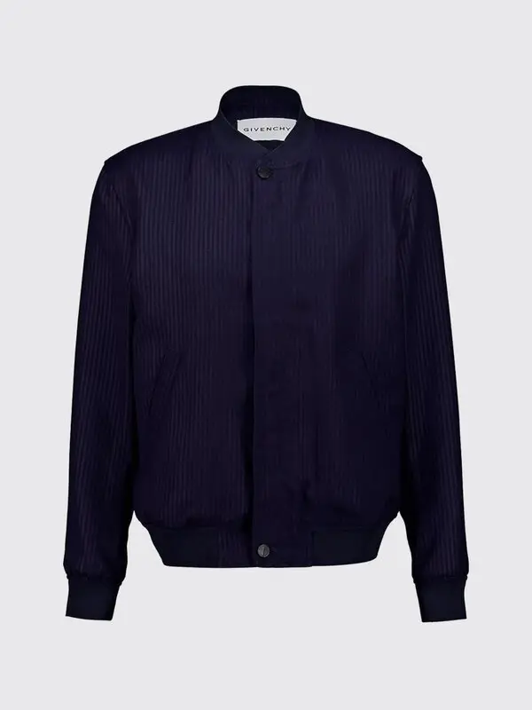 Givenchy Pinstriped Wool-blend Bomber Jacket With High Neck And Elasticated Cuffs