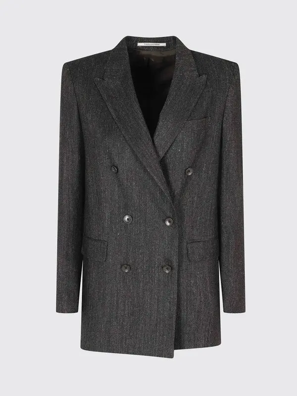 Tagliatore Chevron Wool Double-breasted Blazer With Peak Lapels