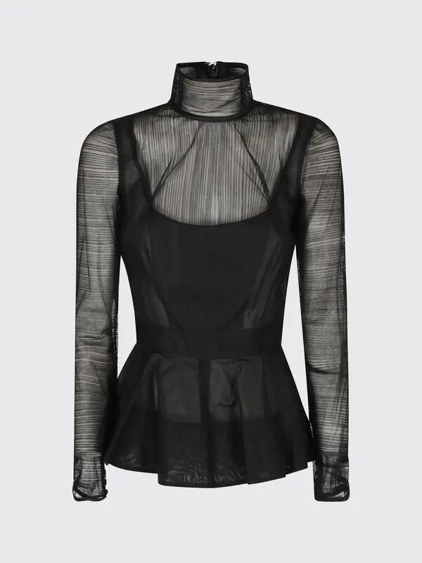 Elisabetta Franchi High-neck Long-sleeved Tulle Evening Top