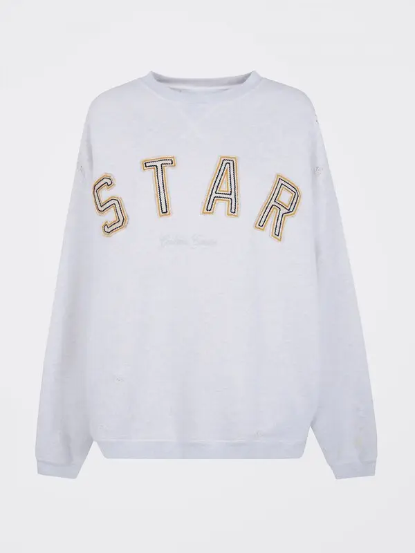 GOLDEN GOOSE Oversized Cotton Sweatshirt With Contrast Logo And Dropped Shoulders