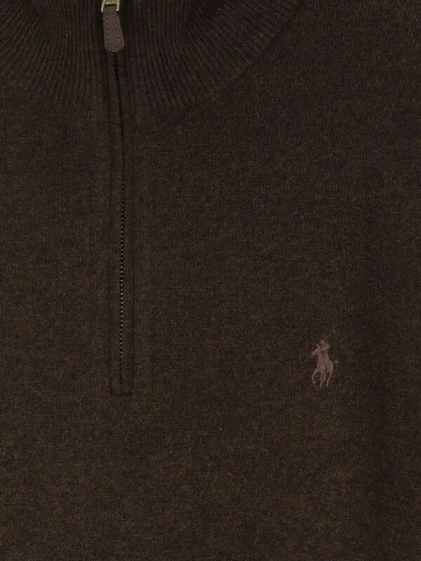 Polo Ralph Lauren Half-zip Wool Turtleneck Sweater With Pony Logo - Brown