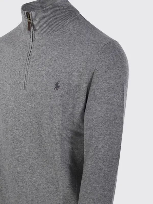 Polo Ralph Lauren Half-zip Wool Turtleneck Sweater With Pony Logo - Grey
