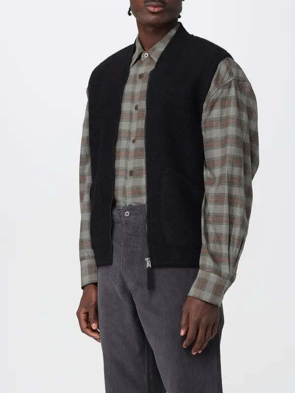 Universal Works Wool Vest With Bomber Collar And Patch Pockets