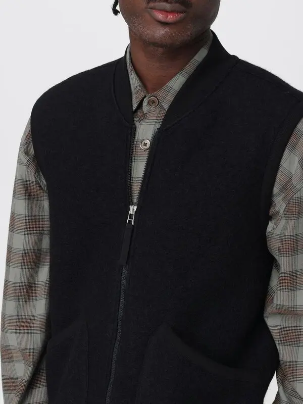 Universal Works Wool Vest With Bomber Collar And Patch Pockets