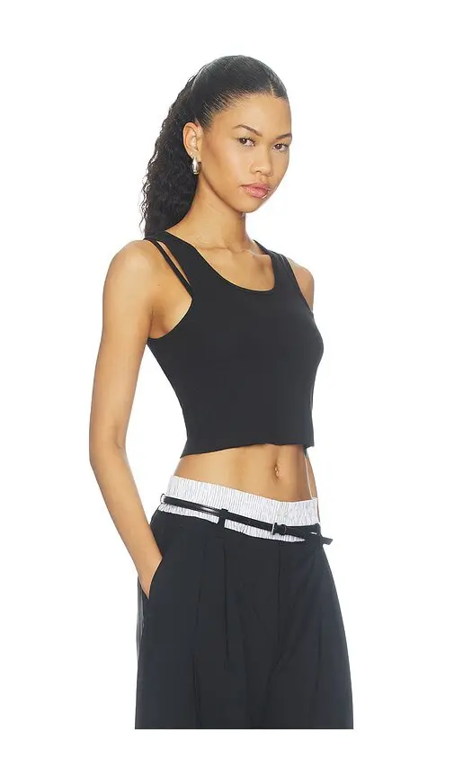 WAO Cropped Rib Tank In . Also - Black